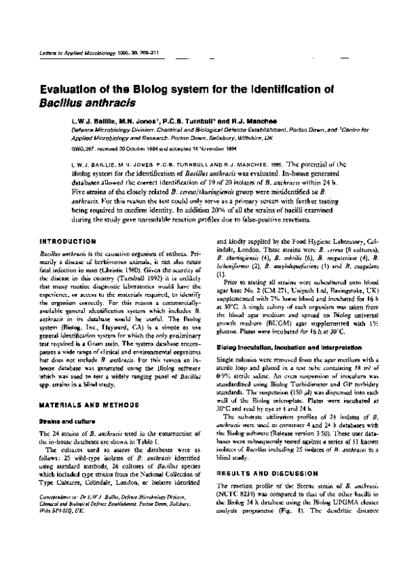 (PDF) Evaluation of the Biolog system for the identification of ...