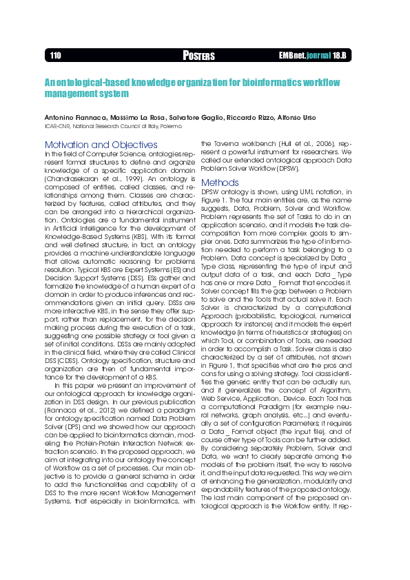 (PDF) An ontological-based knowledge organization for bioinformatics workflow management system