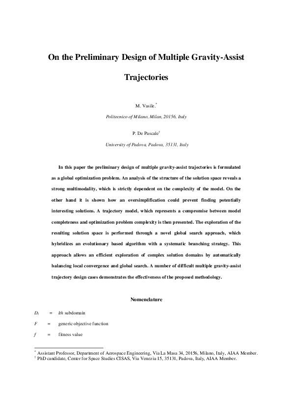 (PDF) Preliminary Design of Multiple Gravity-Assist Trajectories
