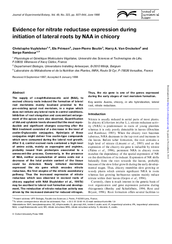 (PDF) Evidence for nitrate reductase expression during initiation of ...