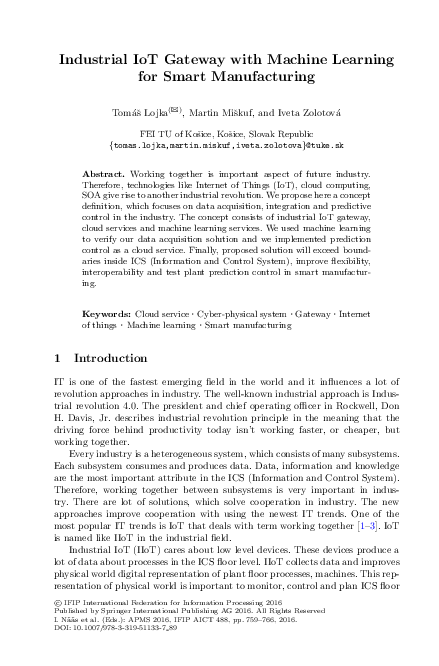 (PDF) Industrial IoT Gateway with Machine Learning for Smart Manufacturing