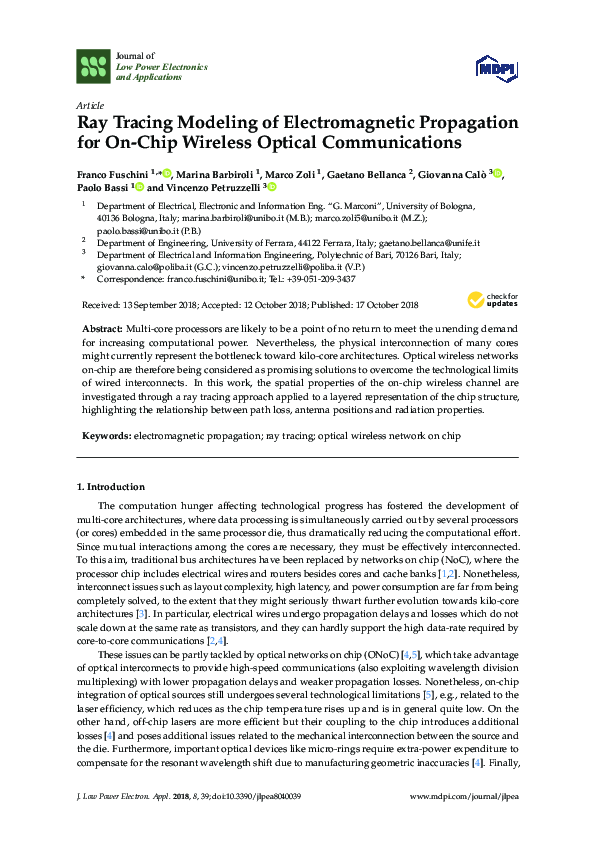 Pdf Ray Tracing Modeling Of Electromagnetic Propagation For On Chip Wireless Optical
