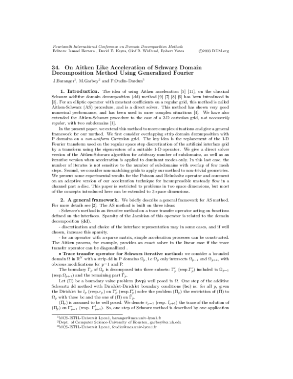 (PDF) 34. On Aitken Like Acceleration of Schwarz Domain Decomposition ...