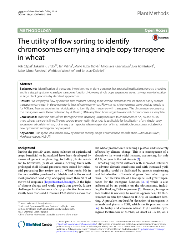(PDF) The utility of flow sorting to identify chromosomes carrying a ...