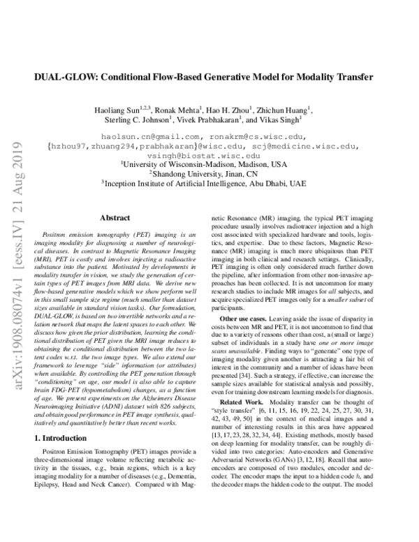 (PDF) DUAL-GLOW: Conditional Flow-Based Generative Model for Modality ...