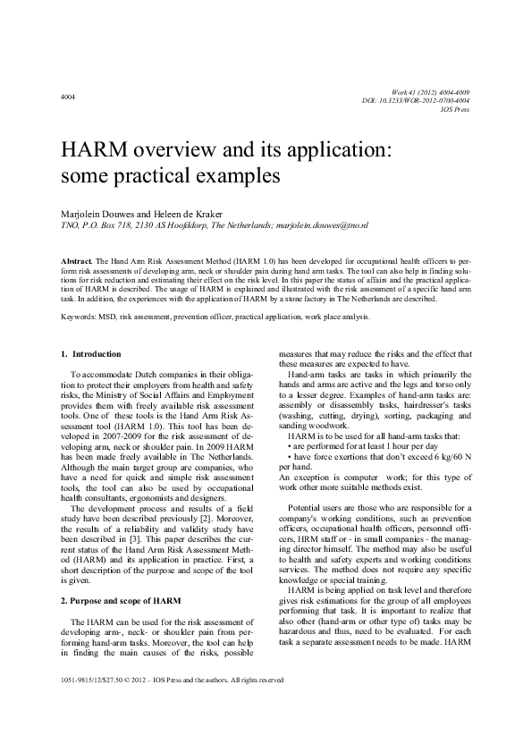 (PDF) HARM overview and its application: some practical examples