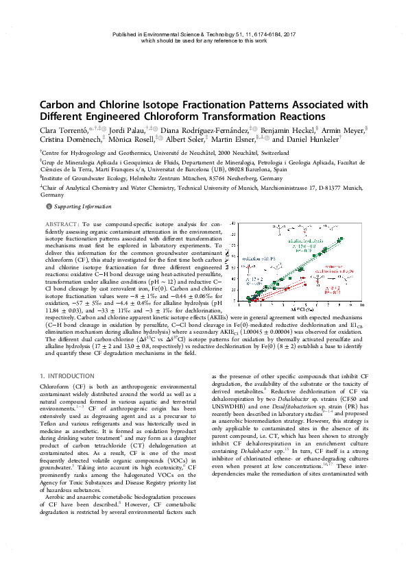 (PDF) Carbon and Chlorine Isotope Fractionation Patterns Associated ...