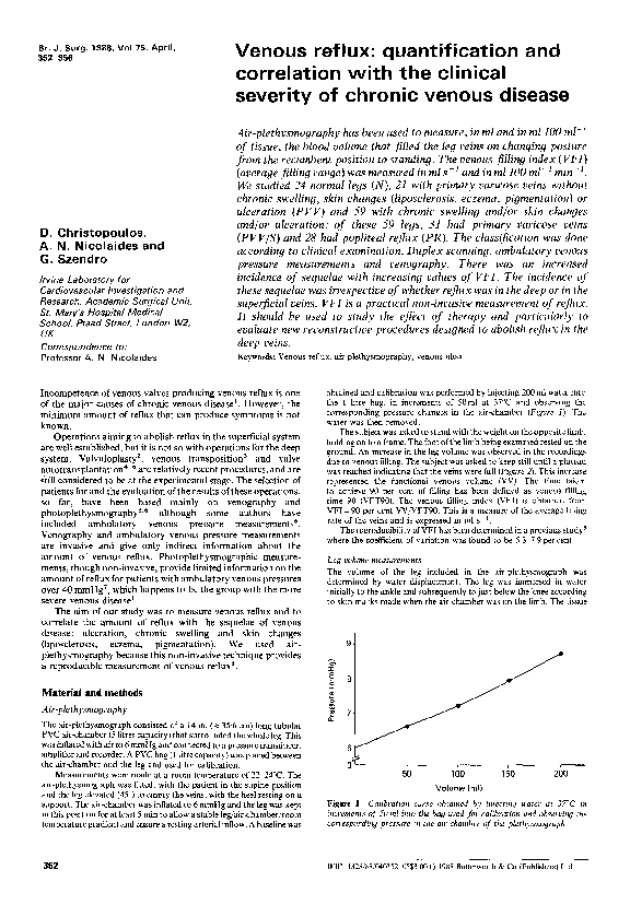 (PDF) Venous reflux: Quantification and correlation with the clinical ...
