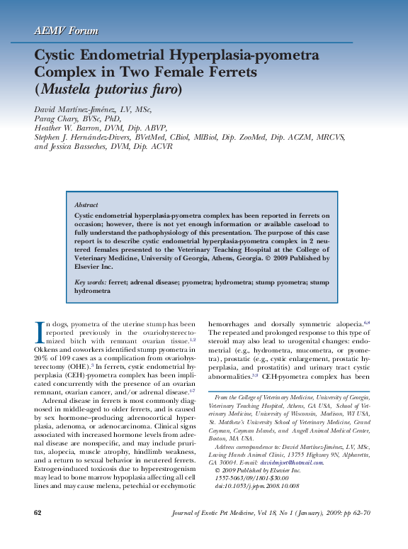 (PDF) Cystic Endometrial Hyperplasia-pyometra Complex in Two Female ...