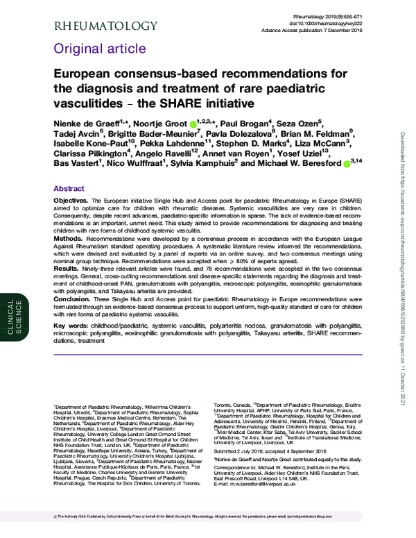 (PDF) European consensus-based recommendations for the diagnosis and ...