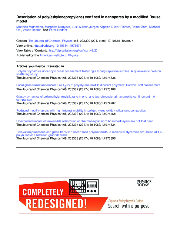 (PDF) Description of poly(ethylenepropylene) confined in nanopores by a ...