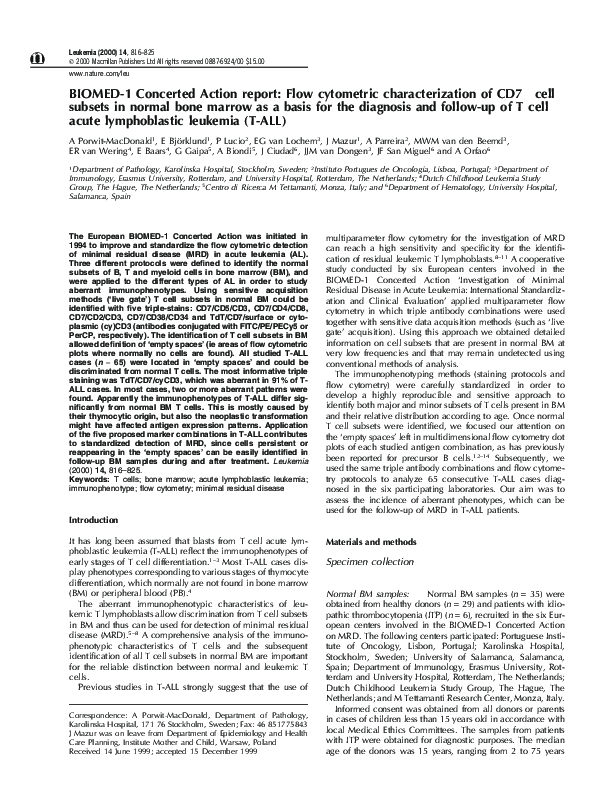 (PDF) BIOMED-1 concerted action report: Flow cytometric ...