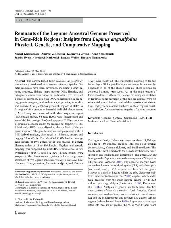(PDF) Remnants of the Legume Ancestral Genome Preserved in Gene-Rich ...