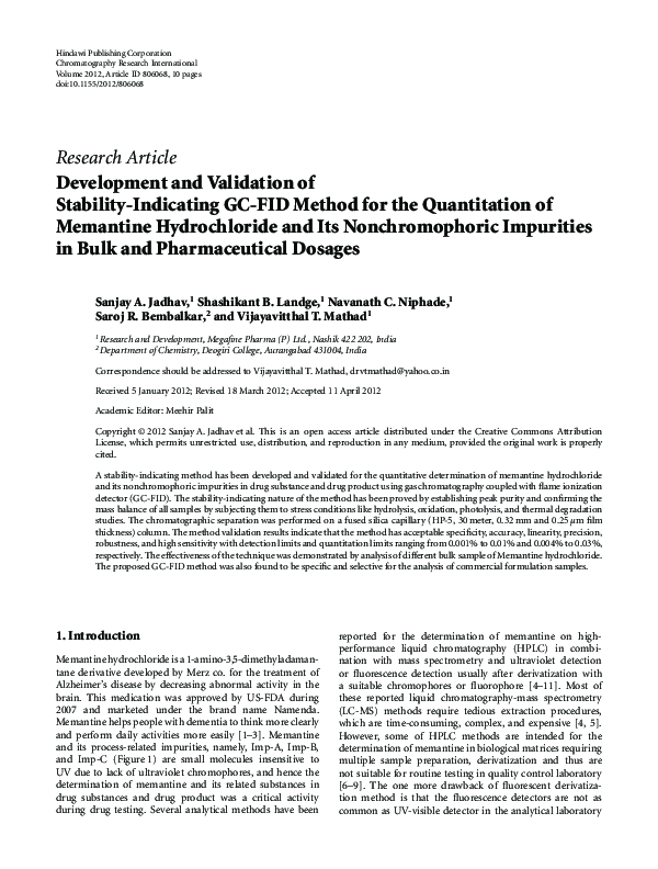 (PDF) Development and Validation of Stability-Indicating GC-FID Method for the Quantitation of ...