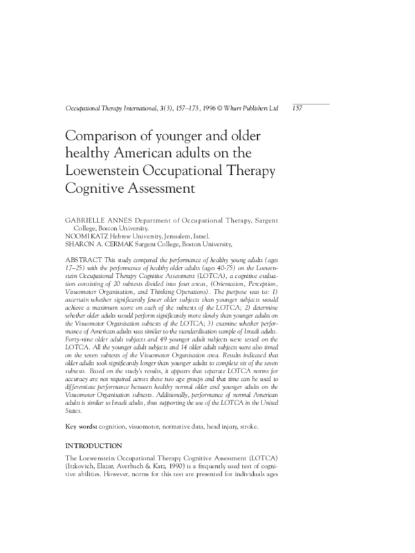 (PDF) Comparison of younger and older healthy American adults on the ...