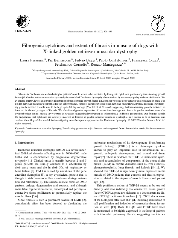 (PDF) Fibrogenic cytokines and extent of fibrosis in muscle of dogs ...