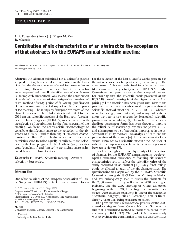 (PDF) Contribution of six characteristics of an abstract to the ...