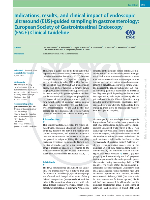 (PDF) Indications, results, and clinical impact of endoscopic ...