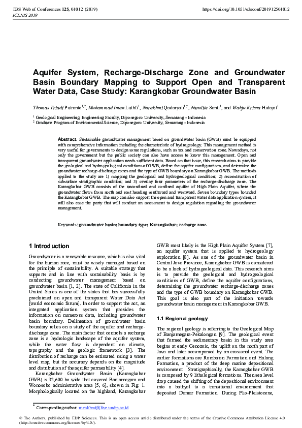 (PDF) Aquifer System, Recharge-Discharge Zone and Groundwater Basin ...