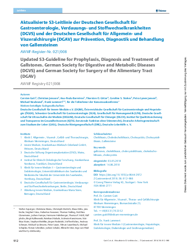 (PDF) [Updated S3-Guideline for Prophylaxis, Diagnosis and Treatment of ...