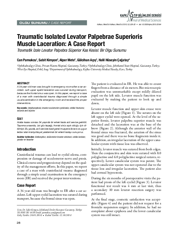 (PDF) Traumatic Isolated Levator Palpebrae Superioris Muscle Laceration ...