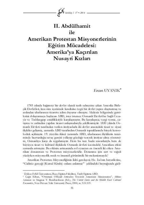 (PDF) II. Abdülhamit ile Amerikan Protestan Misyonerlerinin Eğitim ...