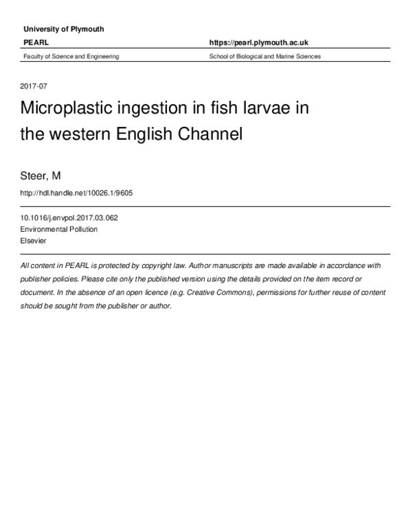 (PDF) Microplastic ingestion in fish larvae in the western English Channel
