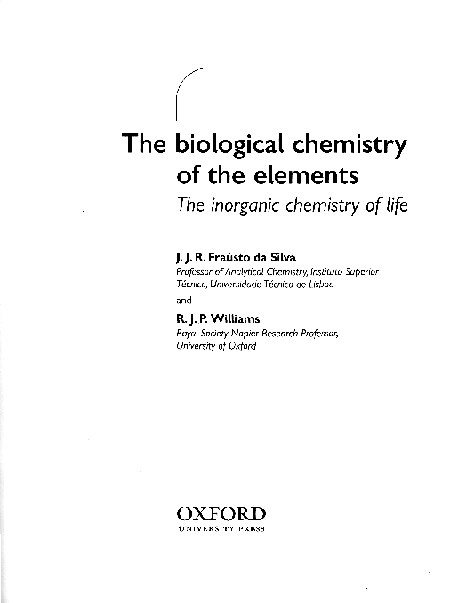 (PDF) The Biological Chemistry of the Elements. The Inorganic Chemistry ...