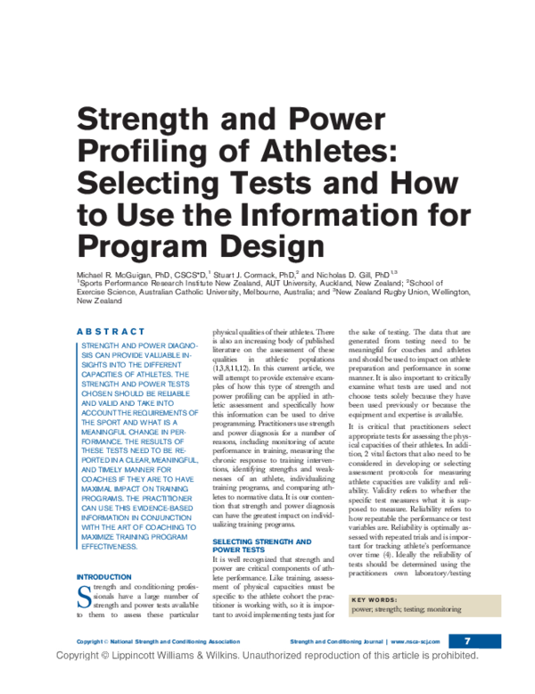 (PDF) Strength and Power Profiling of Athletes