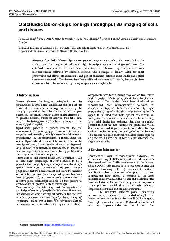 (PDF) Optofluidic lab-on-chips for high throughput 3D imaging of cells ...