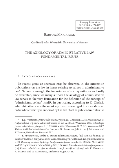 (PDF) THE AXIOLOGY OF ADMINISTRATIVE LAW. FUNDAMENTAL ISSUES