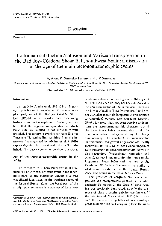 (PDF) Cadomian subduction/collision and Variscan transpression in the ...