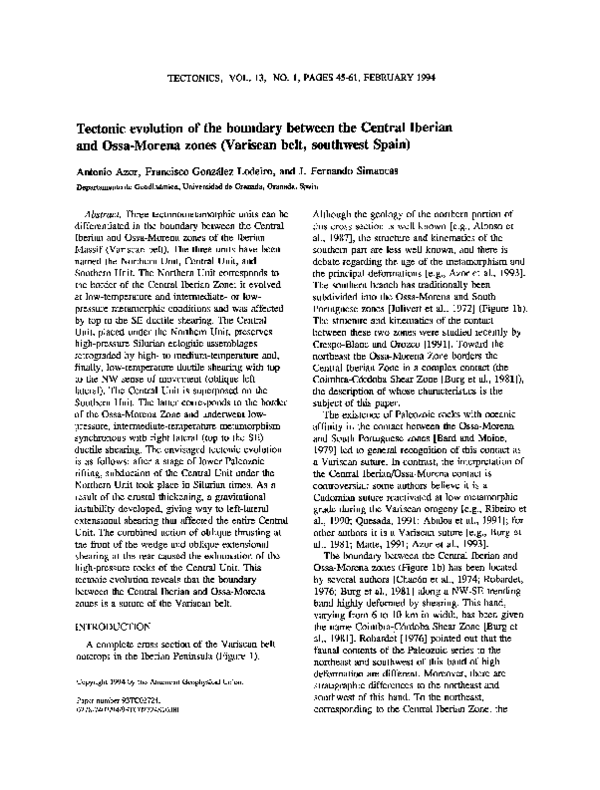 (PDF) Tectonic evolution of the boundary between the Central Iberian ...