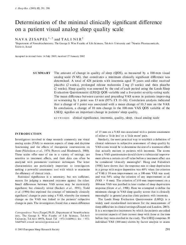 (PDF) Determination of the Minimal Clinically Significant Difference on ...