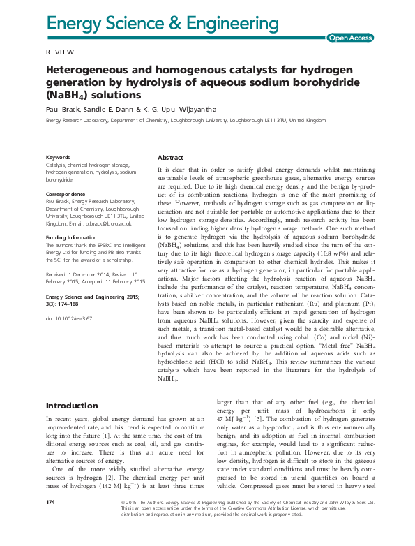 (PDF) Heterogeneous and homogenous catalysts for hydrogen generation by ...