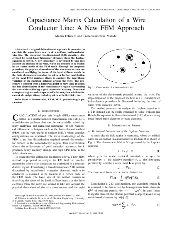 (PDF) Capacitance matrix calculation of a wire conductor line: a new ...