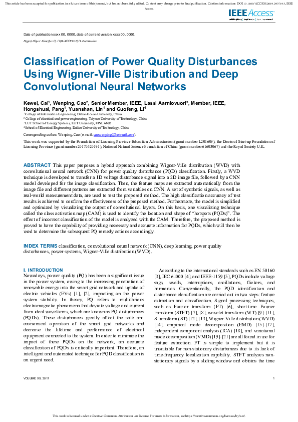 Pdf Classification Of Power Quality Disturbances Using The Iterative Hilbert Huang Transform