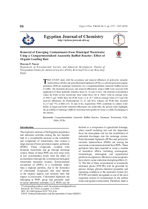 (PDF) Removal of emerging contaminants from municipal wastewater with an integrated membrane ...