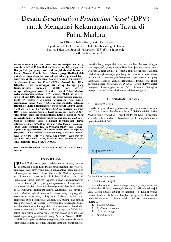 (PDF) Desain Desalination Production Vessel (DPV) untuk Mengatasi ...
