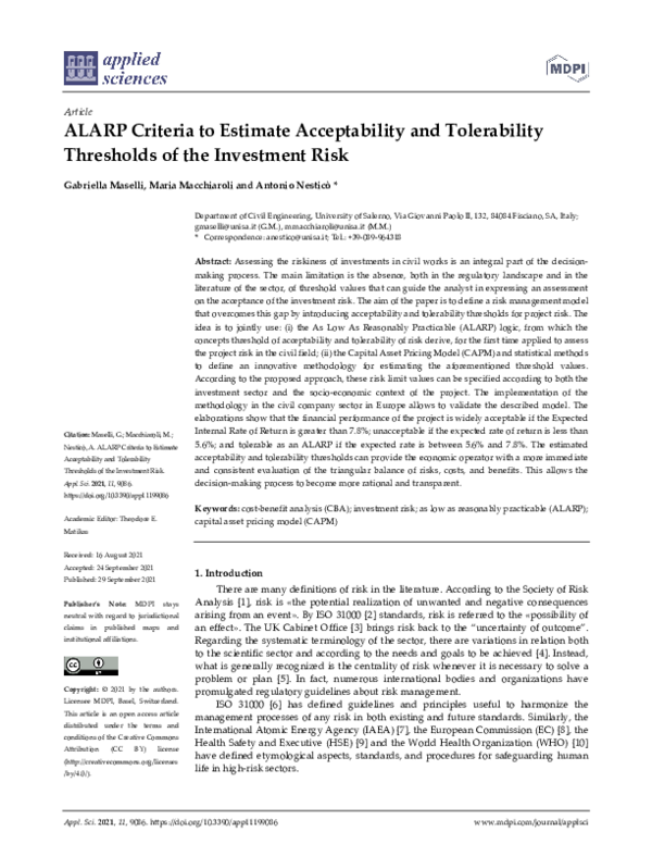 (PDF) ALARP Criteria to Estimate Acceptability and Tolerability ...