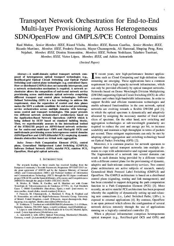 (PDF) Transport Network Orchestration for end-to-end Multi-layer Provisioning Across ...