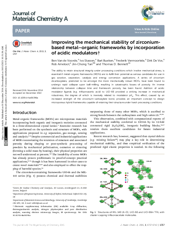(PDF) Improving the mechanical stability of zirconium-based metal–organic frameworks by ...