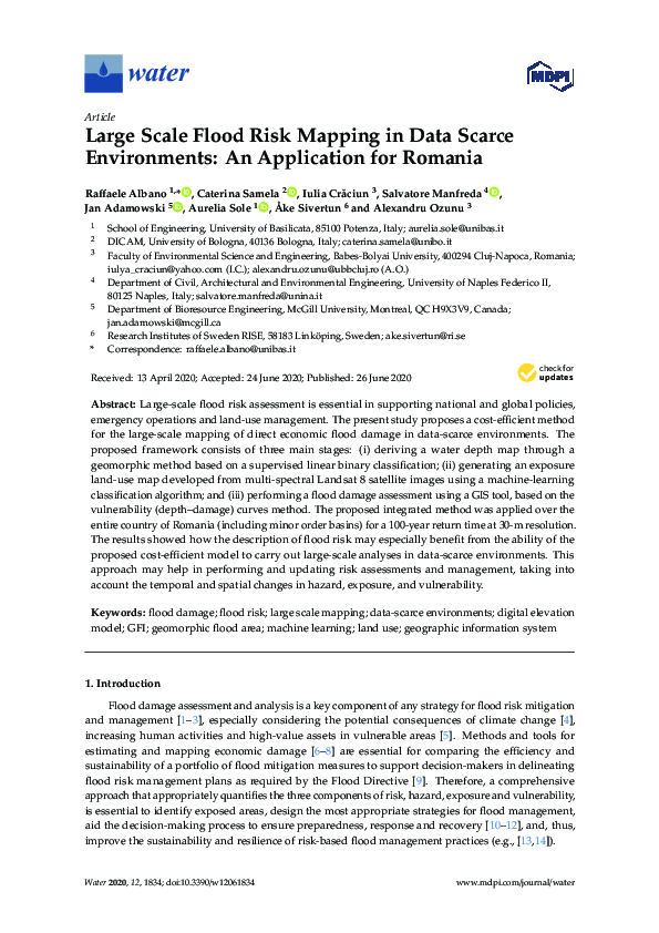 (PDF) Large Scale Flood Risk Mapping in Data Scarce Environments: An Application for Romania