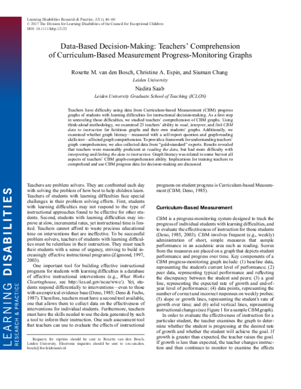 (PDF) Data-Based Decision-Making: Teachers’ Comprehension of Curriculum ...