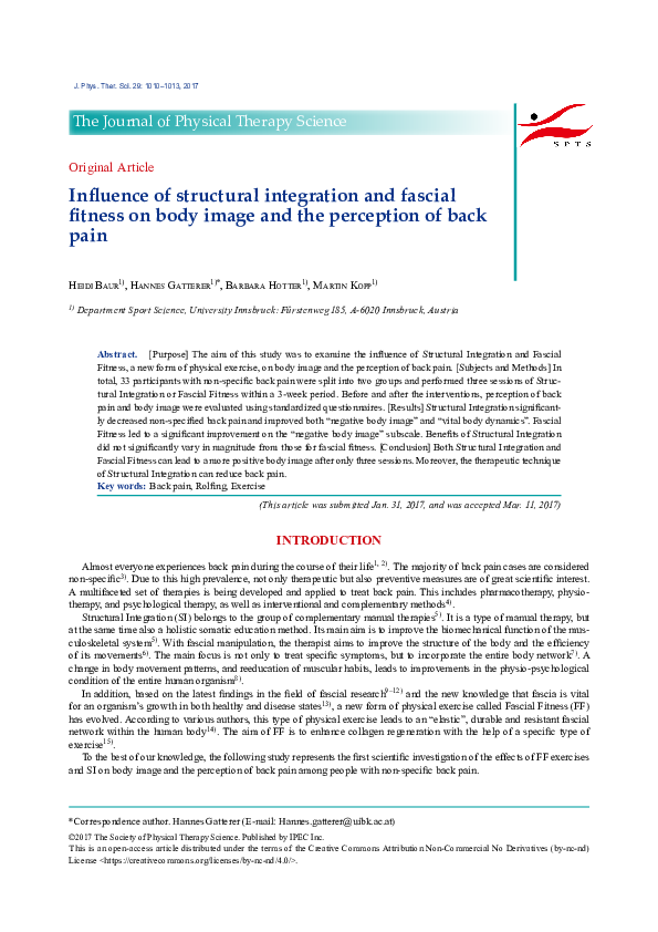 (PDF) Influence of structural integration and fascial fitness on body ...