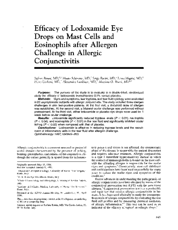 (PDF) Efficacy of Lodoxamide Eye Drops on Mast Cells and Eosinophils ...