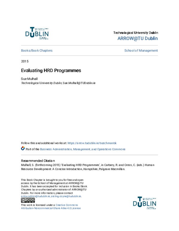 (PDF) Evaluating HRD Programmes
