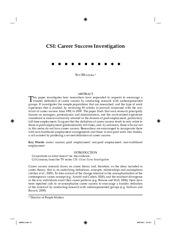 (PDF) CSI: Career Success Investigation