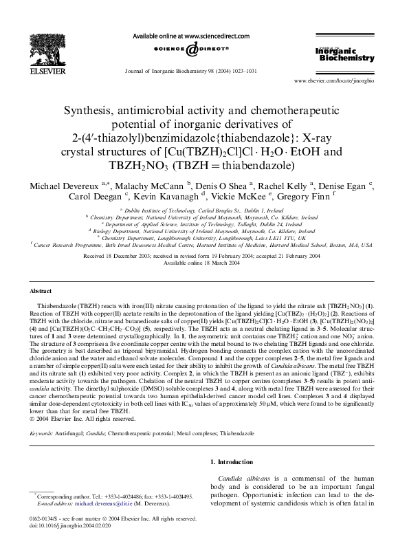 (PDF) Synthesis, antimicrobial activity and chemotherapeutic potential ...