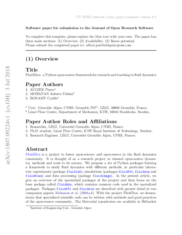 (PDF) FluidDyn: A Python Open-Source Framework for Research and Teaching in Fluid Dynamics by ...